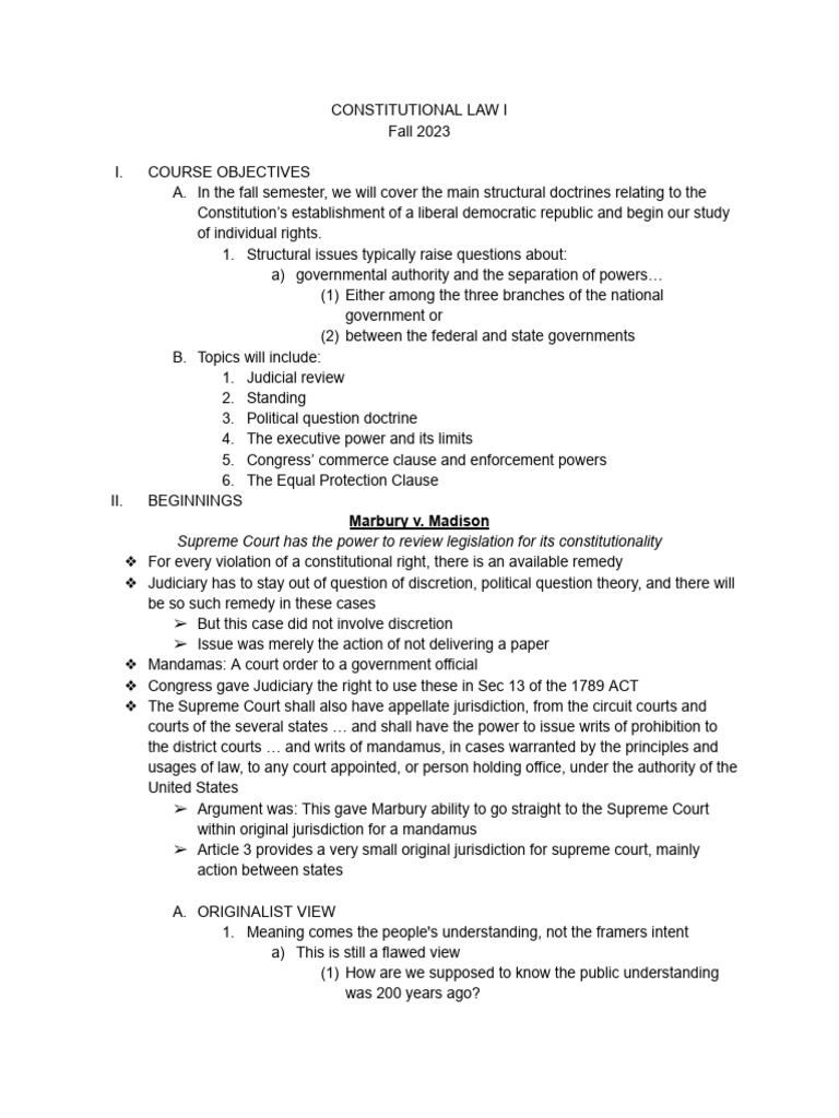 Con Law 1 Outline | PDF | Commerce Clause | Fourteenth Amendment To The ...