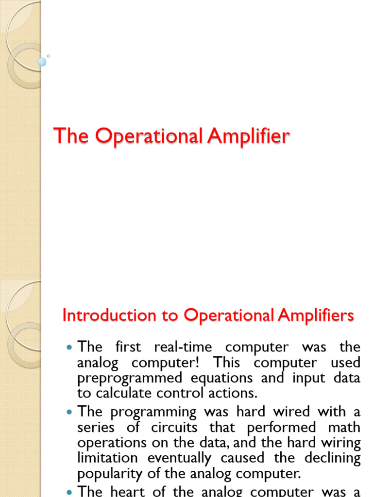 The Operational Amplifier | PDF | Operational Amplifier | Amplifier