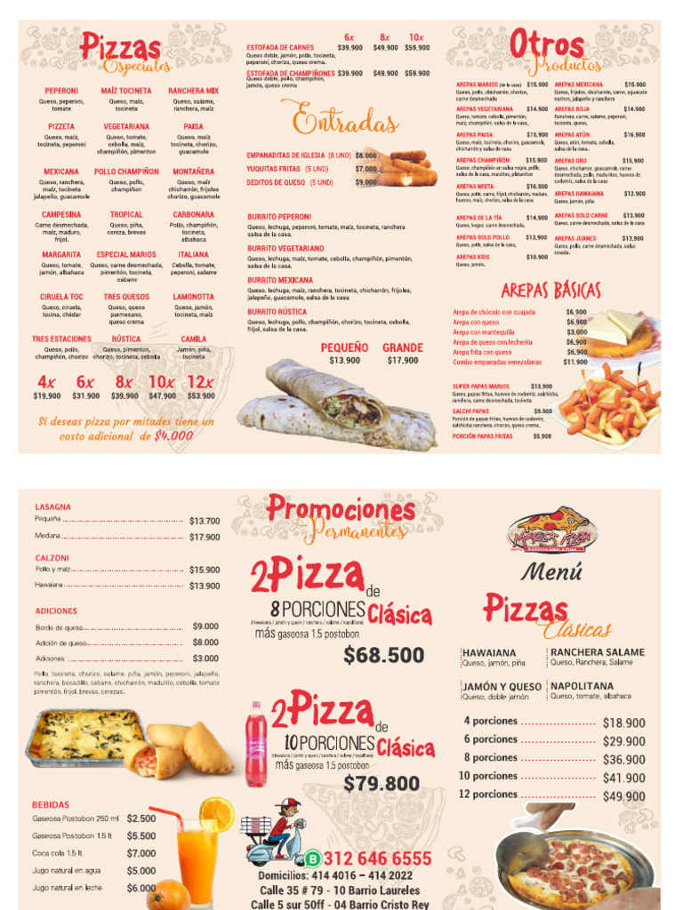 Carta Marios Pizza 2023 | PDF