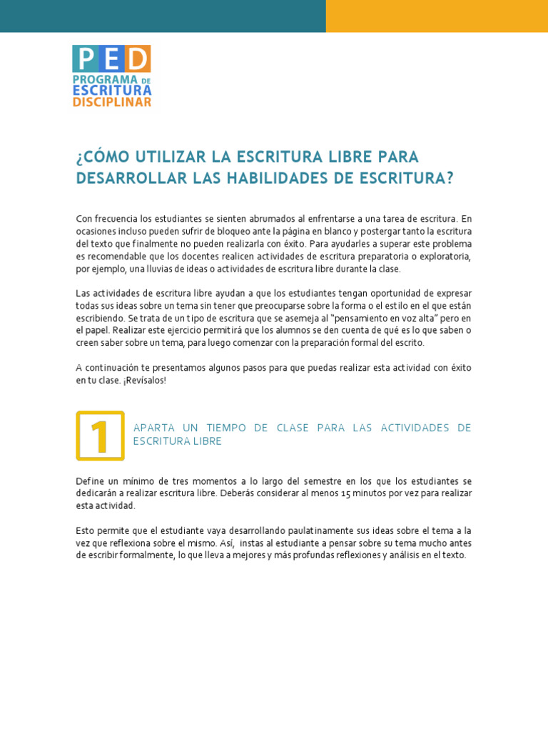 Escritura libre para mejorar habilidades | PDF | Crecimiento personal y ...