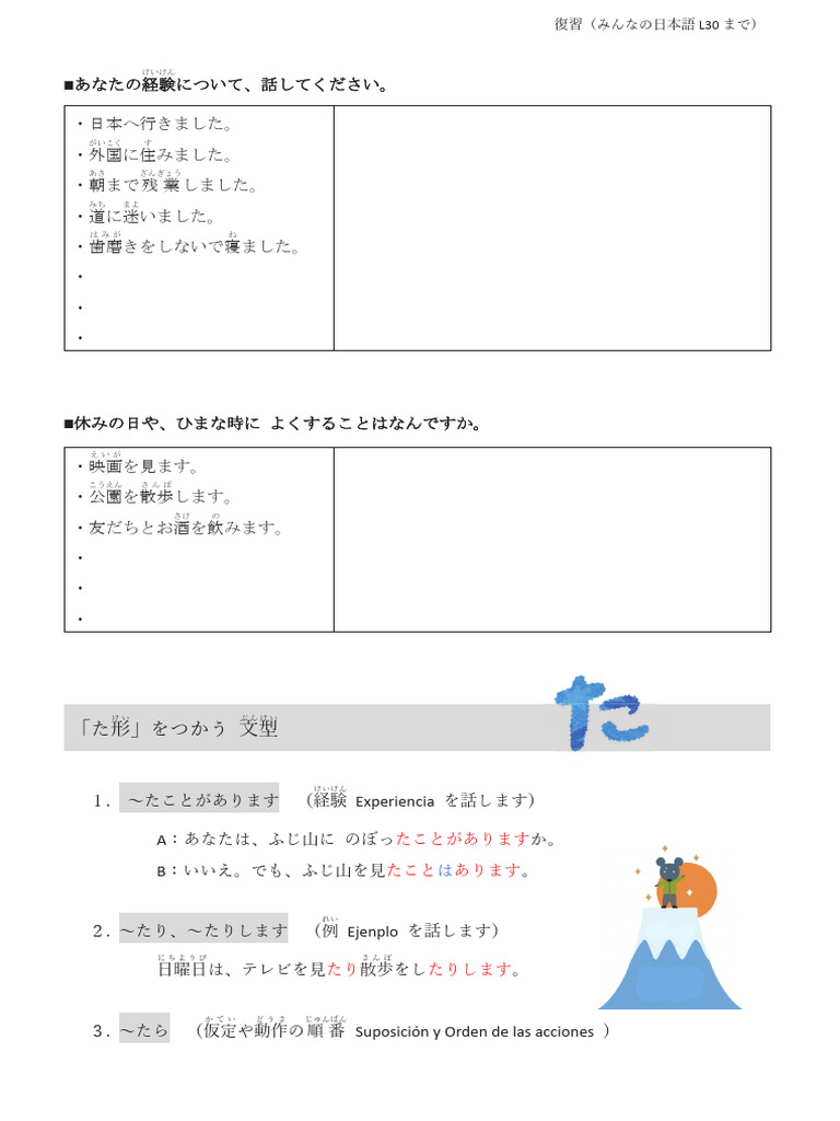 復習（みんなの日本語 〜L30） | PDF