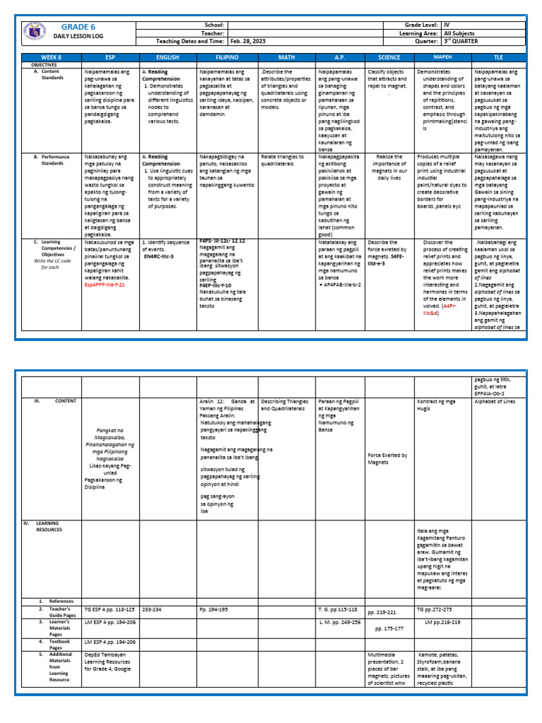 DLL G4 Q3 WEEK3 Day2 | PDF