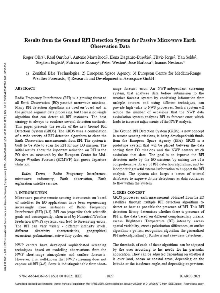 Ground RFI Detection System Results | PDF | Electromagnetic ...