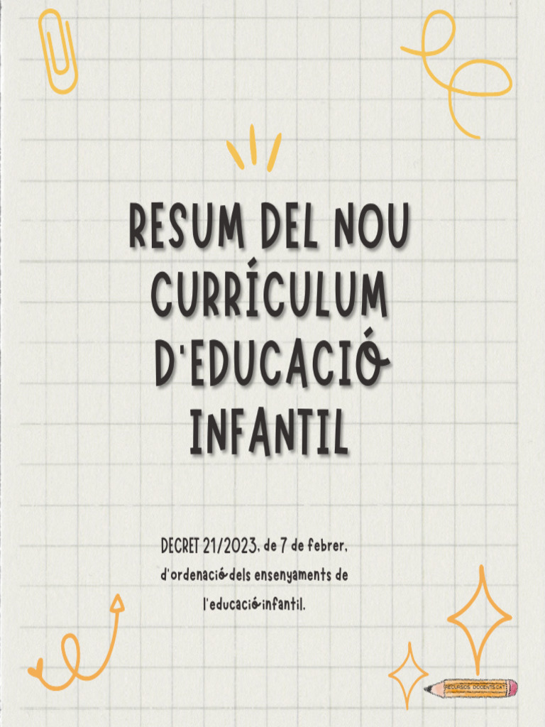 Ed. Infantil. Resum Del Nou Currã Culum. RecursosDocents - Cat | PDF