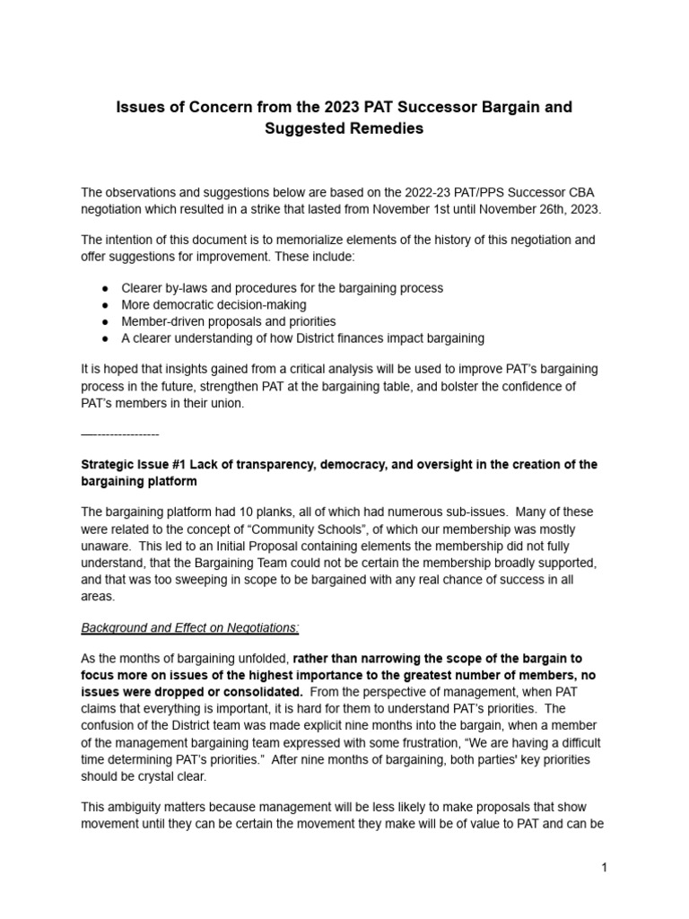 Steve Lancaster PAT Letter | PDF | Negotiation | Presidents Of The ...