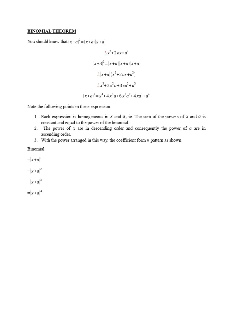 Binomials | PDF | Mathematics | Mathematical Concepts