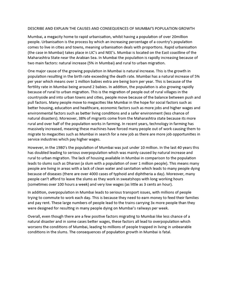 Mumbai's Population Growth | PDF | Human Migration | Urbanization