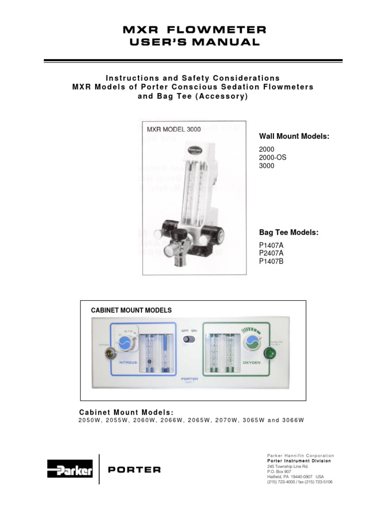 MXR Flowmeter User Manual | PDF | Nitrous Oxide | Breathing