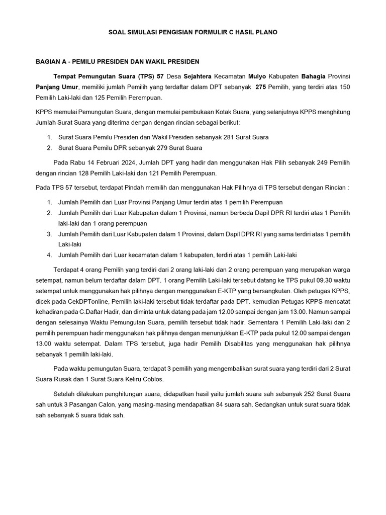 Contoh Soal Bimtek | PDF