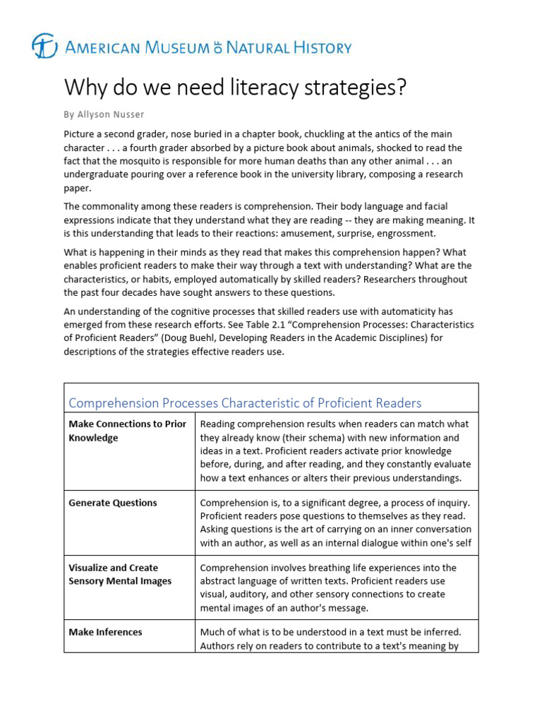 Why Do We Need Literacy Strategies WGU | PDF | Reading Comprehension ...