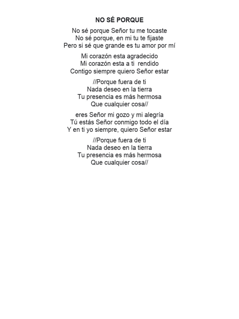 No Sé Porque Señor Tu Me Tocaste | PDF