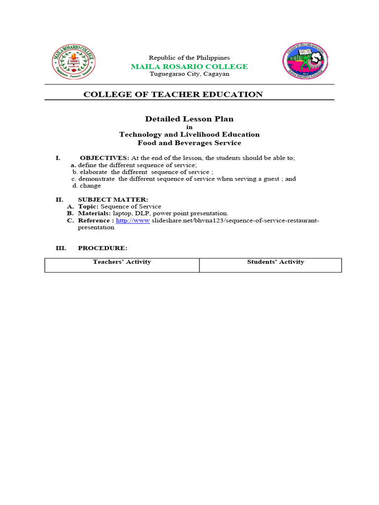 1st Lesson Plan Sequence of Serviceedited | PDF | Lord's Prayer | Human ...