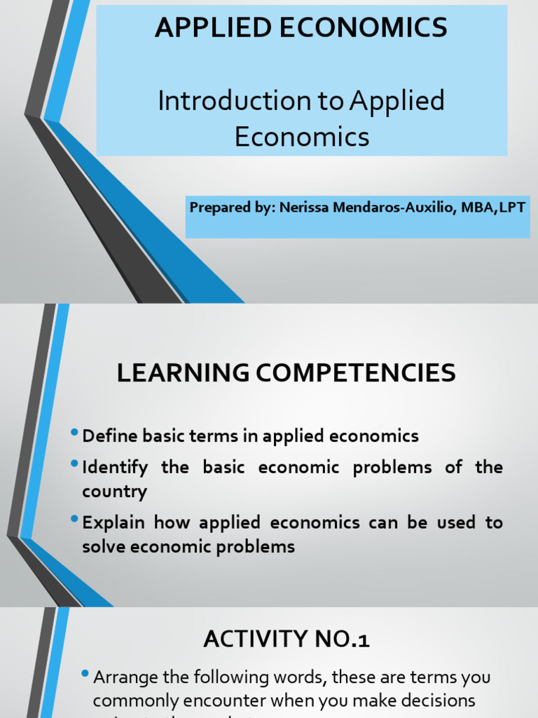 Introduction To Applied Economics | PDF | Economics | Fiscal Policy