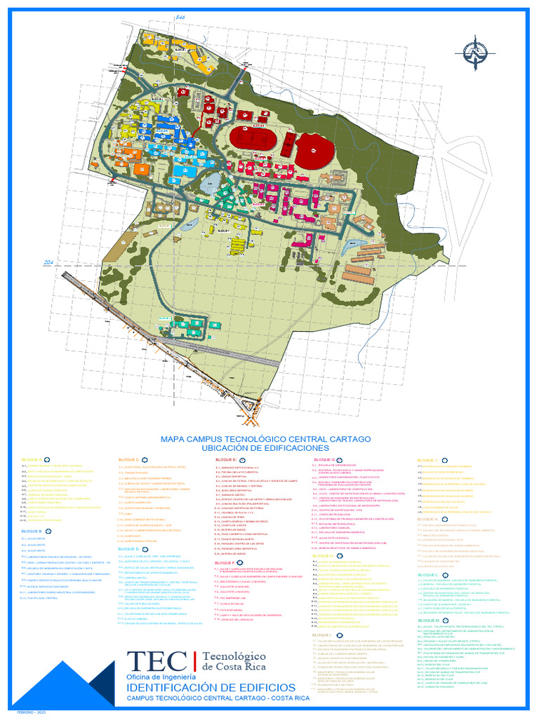 Mapa Edificaciones Campus Tec Cartago Version Febrero 2023 | PDF