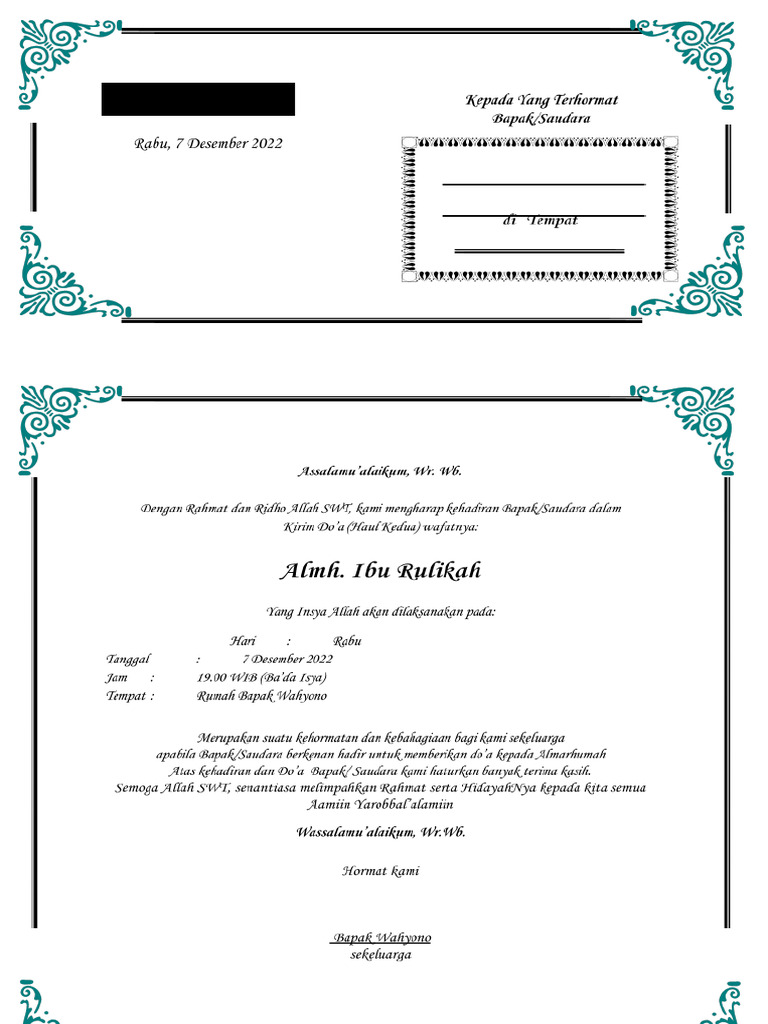 Undangan Haul Ke 2 | PDF