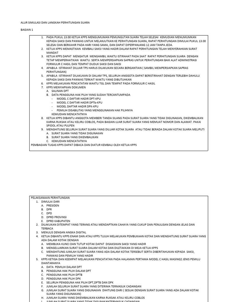 Alur Simulasi Dan Langkah Perhitungan Suara .... | PDF