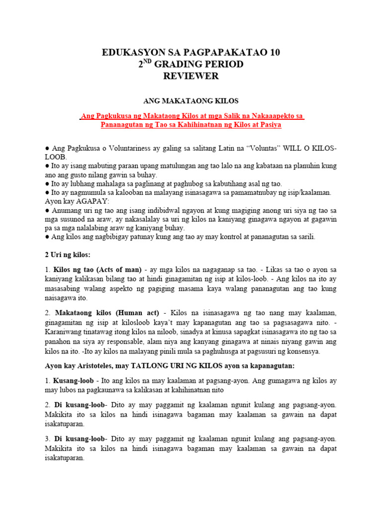 Reviewer 2nd-Quarter | PDF