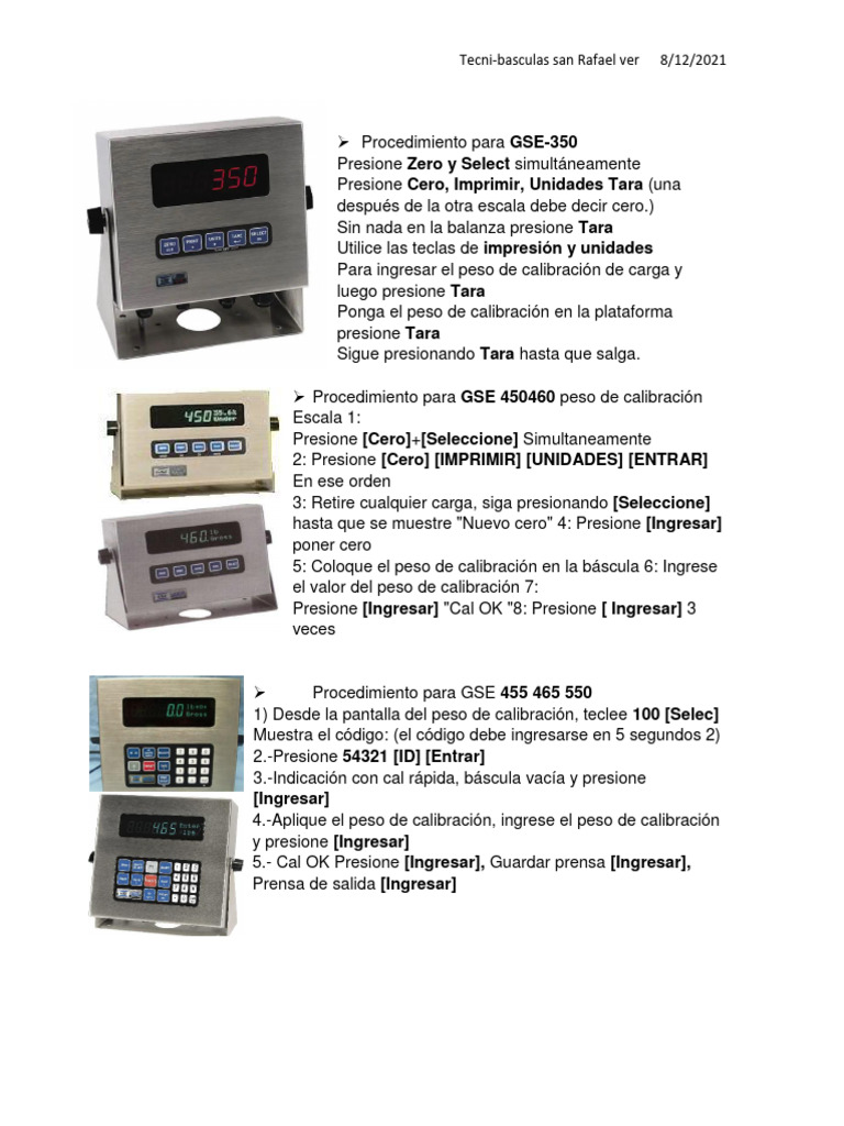 Calibración de Básculas GSE: Guía Rápida | PDF | Informática