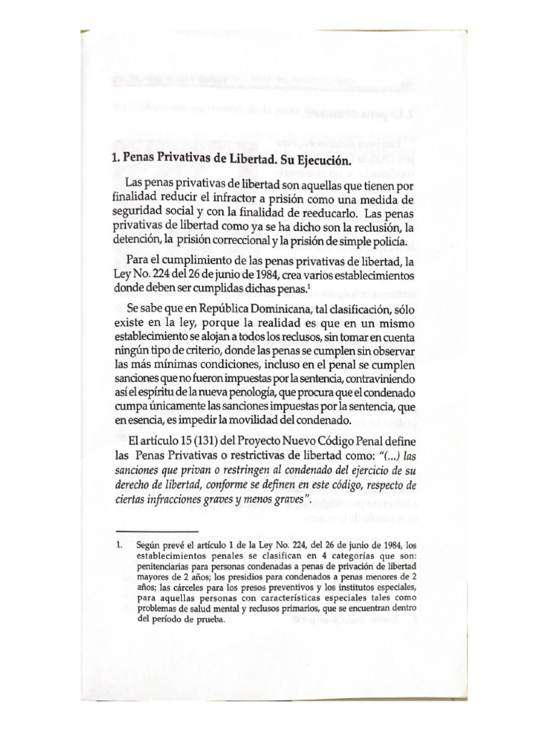 Penas Privativas de Libertad. Su Ejecución. | PDF