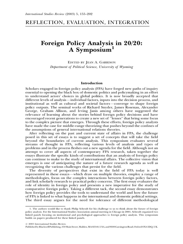 Foreign Policy Analysis by Jean Garrison | PDF | Identity (Social ...