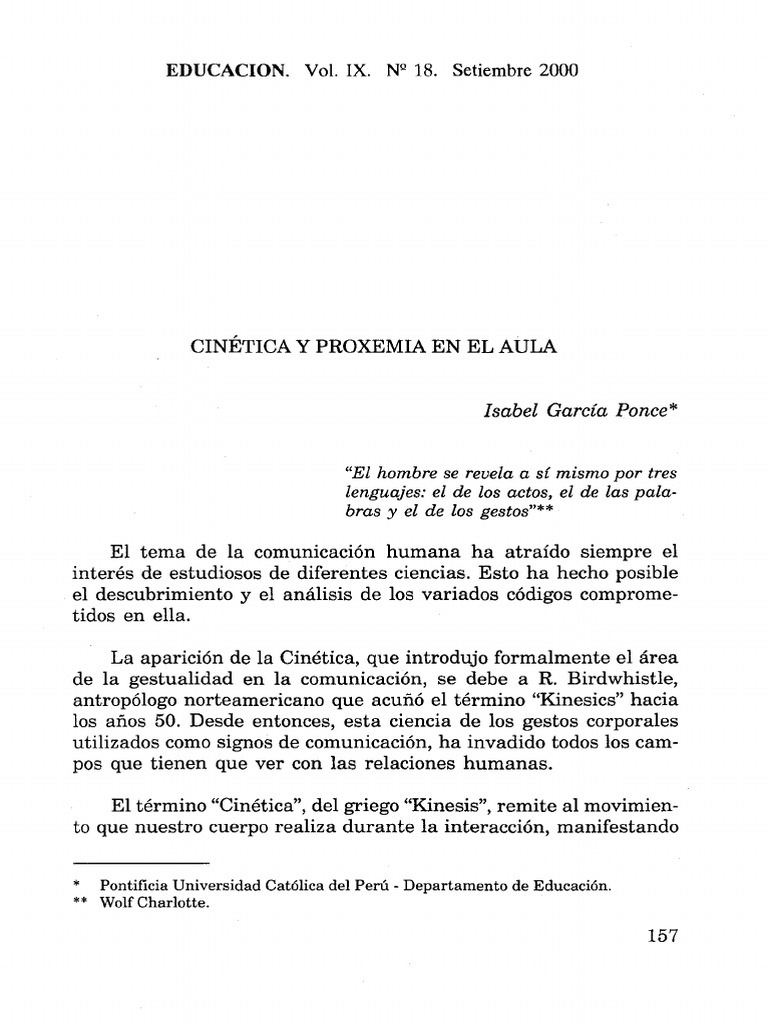 Cinetica y proxemia en el aula_Isabel Garcia | PDF | Comunicación no ...