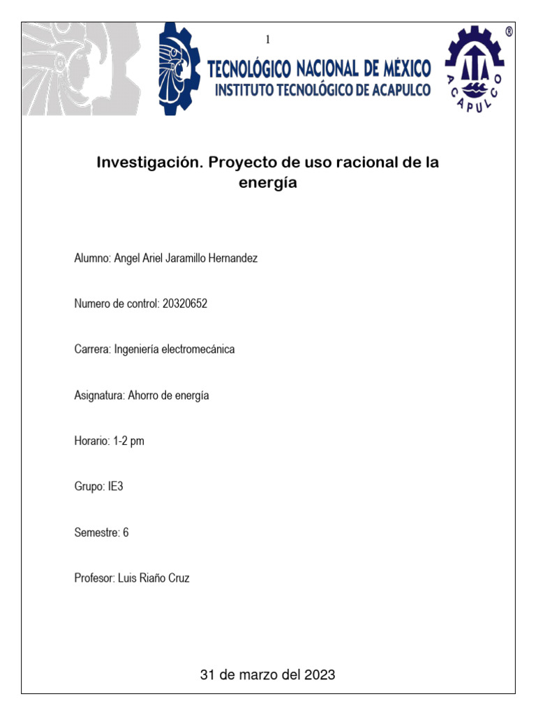 Proyecto de Uso Racional de La Energía | Descargar gratis PDF | Uso eficiente de energía ...