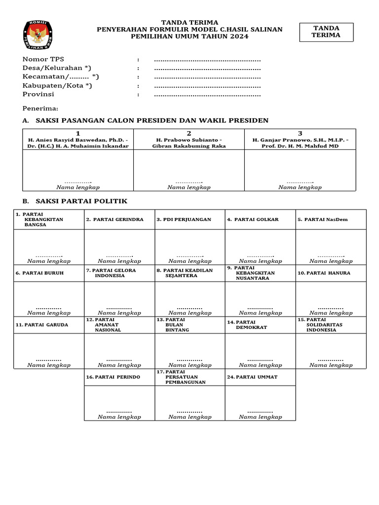 Tanda Terima KPPS | PDF