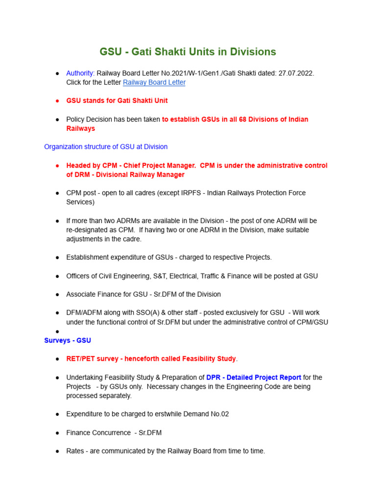 GSU Gati Shakti Units in Divisions-3 | PDF | Rail Transport | Economies