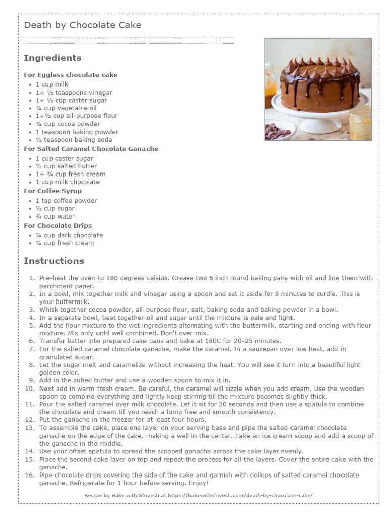 Death by Chocolate Cake | PDF | Cakes | Chocolate