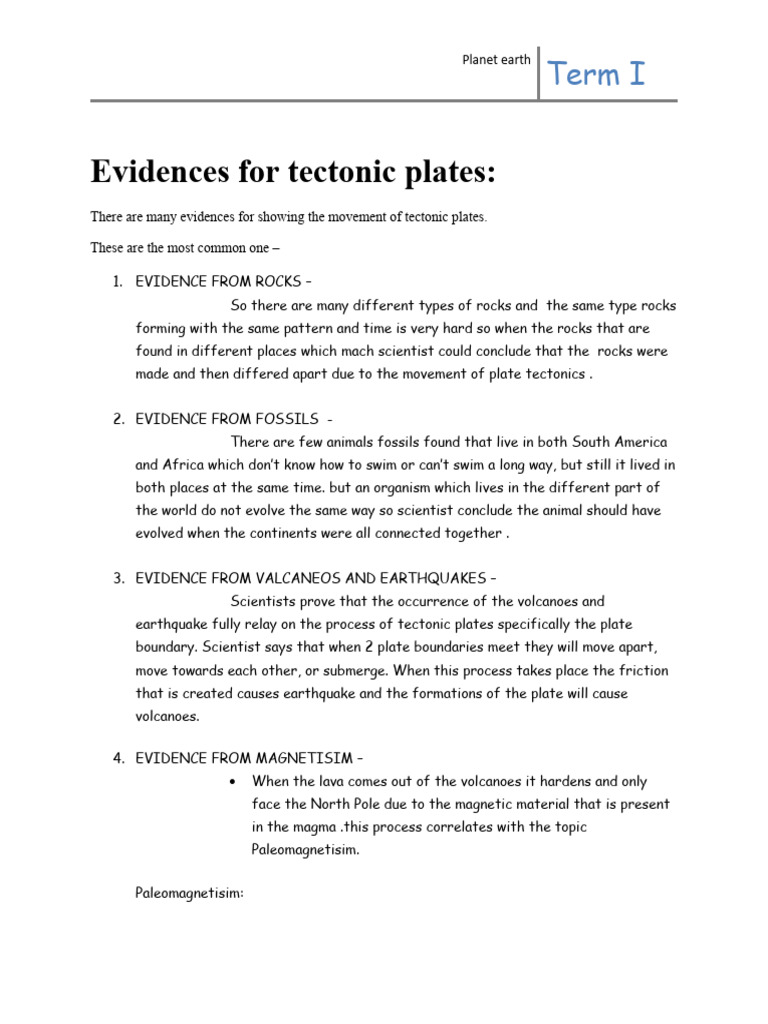 Evidence Supporting Plate Tectonics | PDF | Plate Tectonics | Volcano