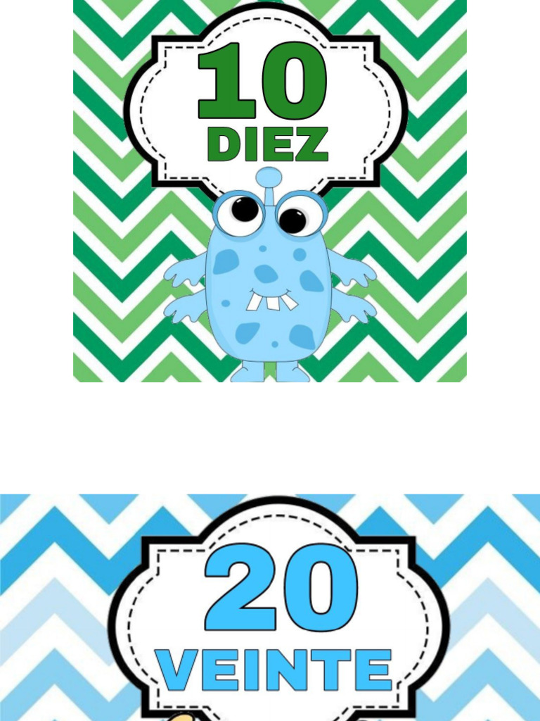 Número Del 10 Al 100 Monstruitos | PDF