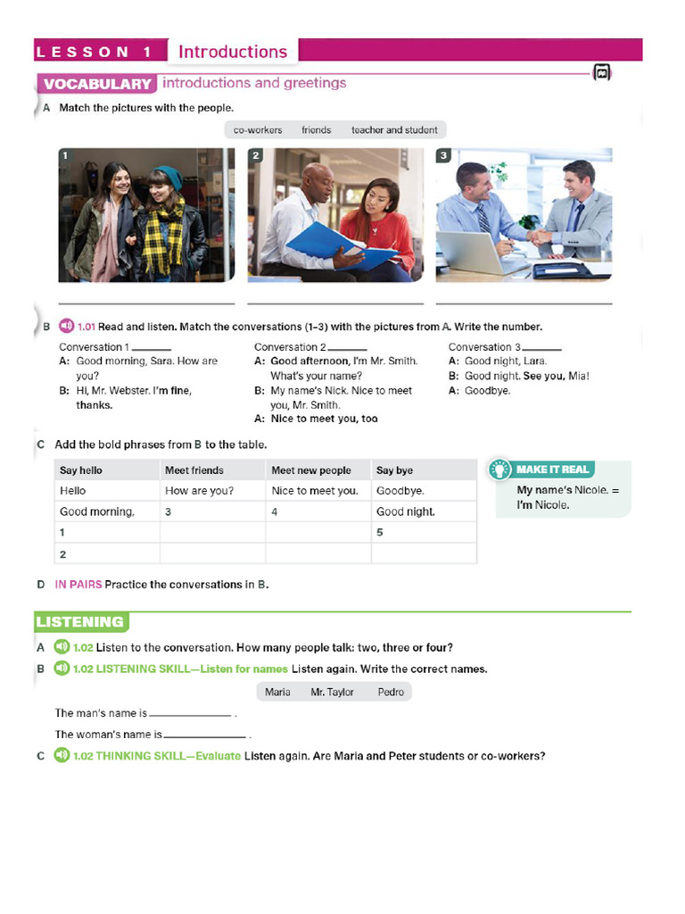 Unit 1_Lesson 1_Introductions and Greetings | PDF