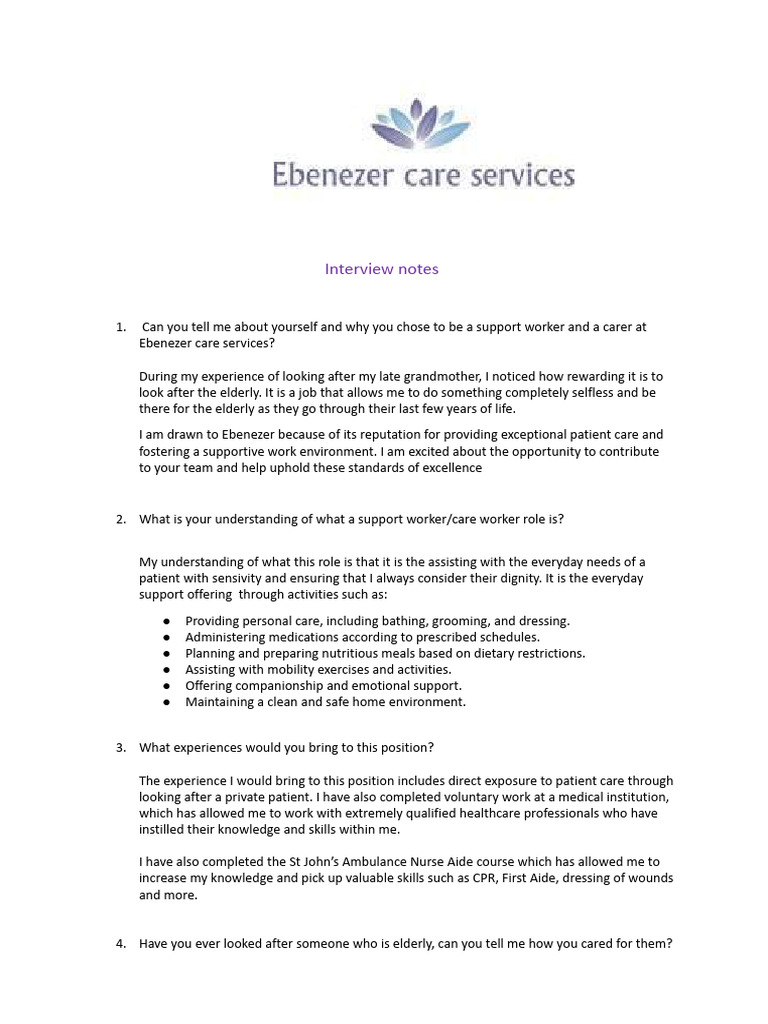 interview questions template .docx | PDF | Patient | Caregiver