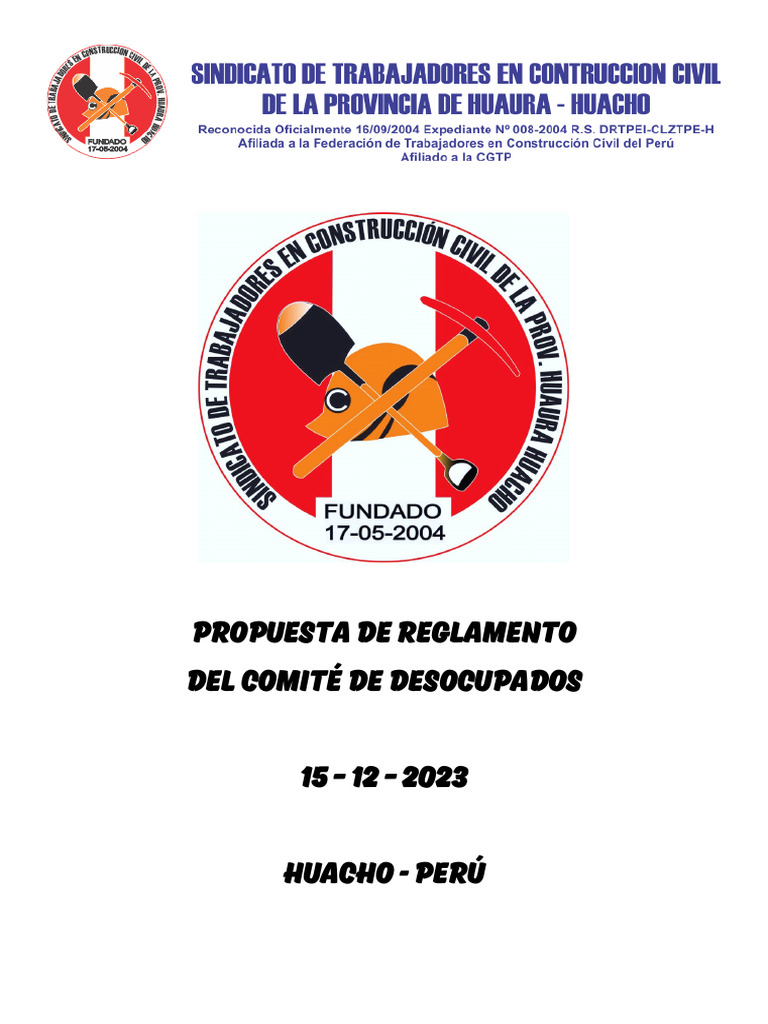 Reglamento - Comite de Desocupados 2023 - Propuesta | PDF | Sindicato | Desempleo