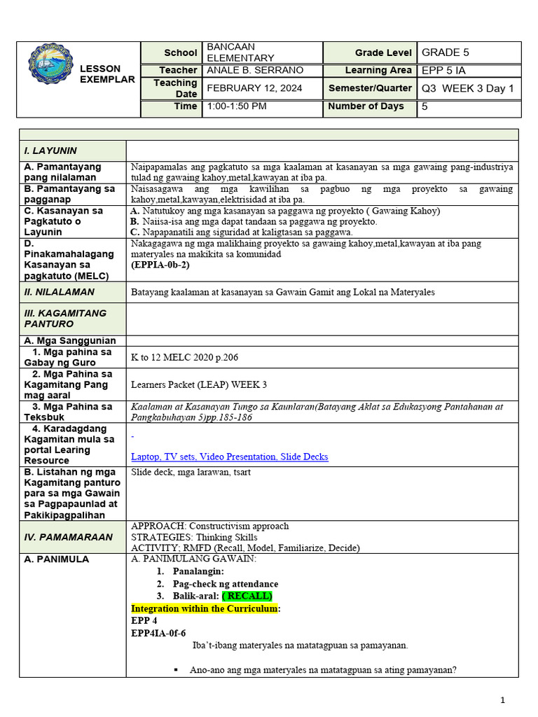 Cot 3 - Epp Q3 Analee Serrano | PDF