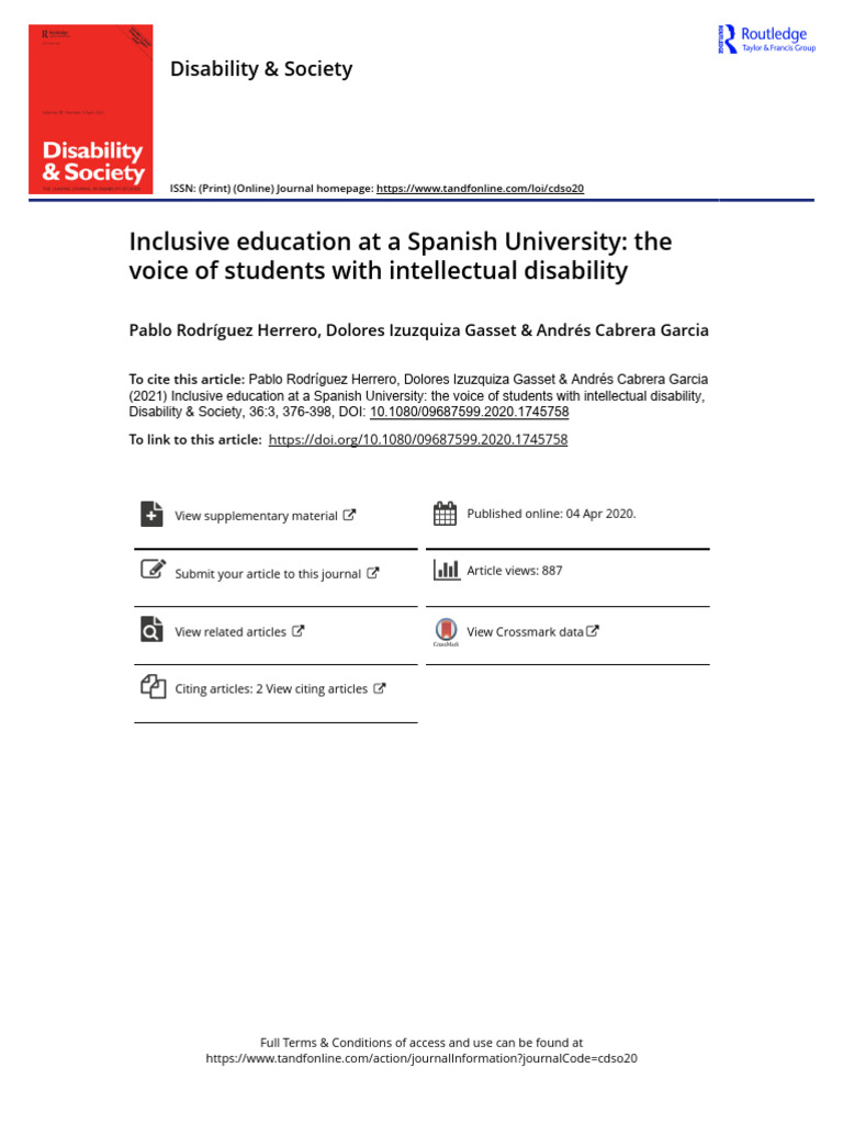 Inclusive Education at A Spanish University: The Voice of Students With ...