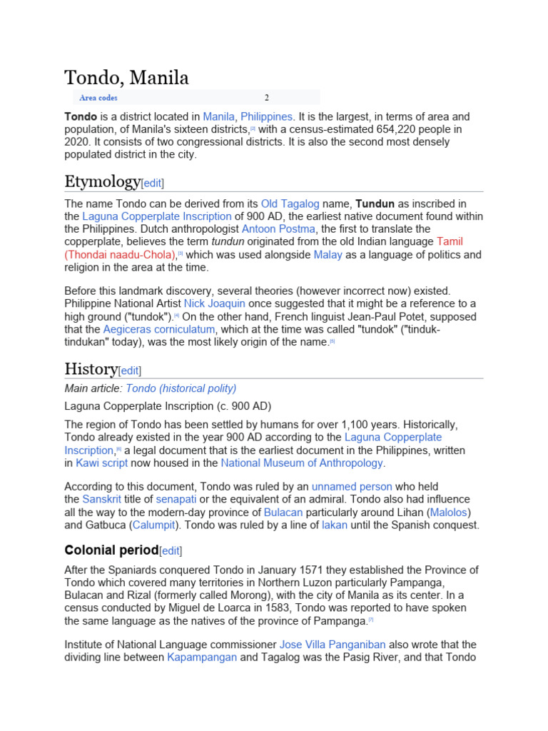 Tondo, Manila: Etymology | PDF | Philippines | Languages Of Asia