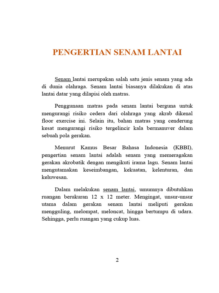 Pengertian dan Unsur Senam Lantai | PDF