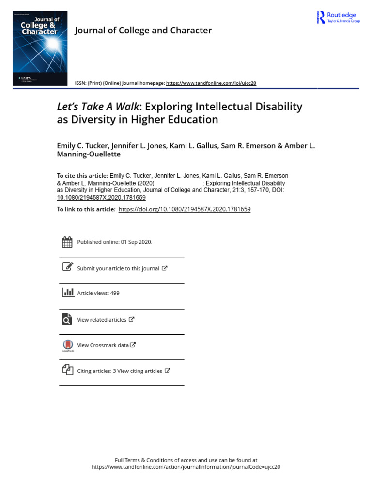 Let S Take A Walk Exploring Intellectual Disability As Diversity in ... Let S Take A Walk Exploring Intellectual Disability As Diversity in ...