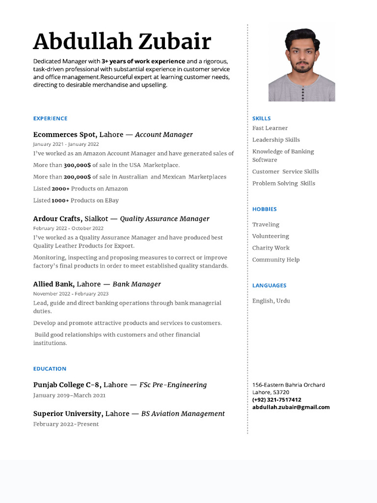 Abdullah Zubiar (Resume) | PDF
