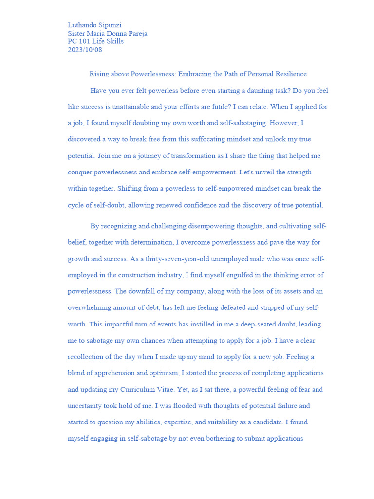 Overcoming A Thinking Error | PDF | Mindset | Thought