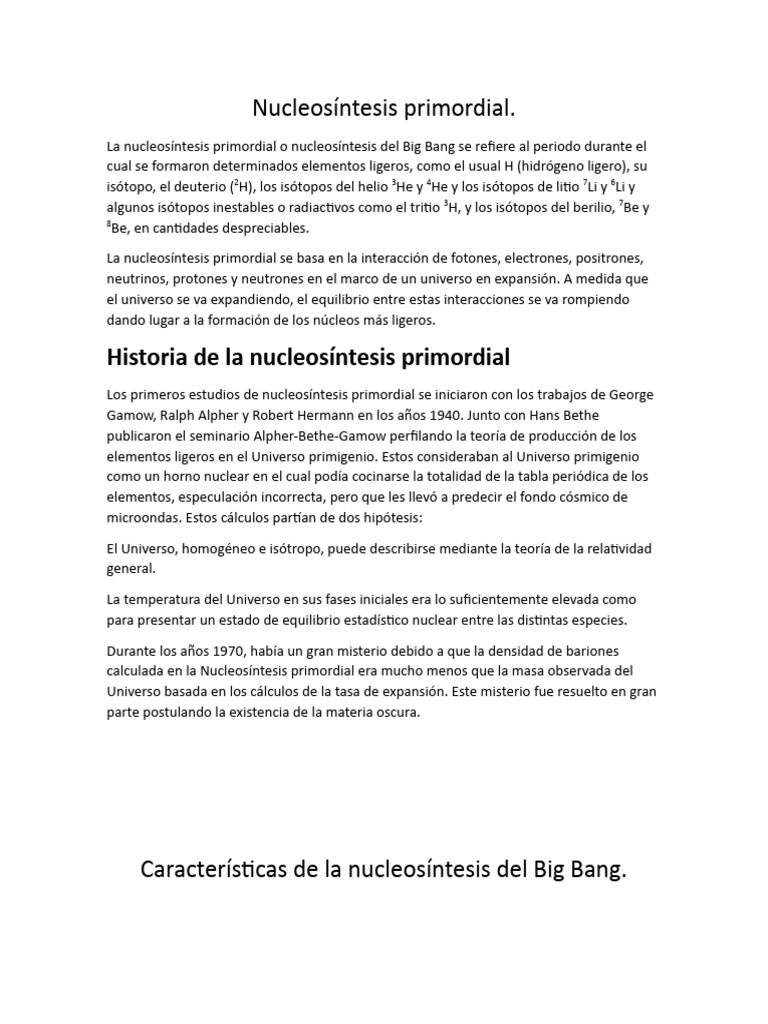 Nucleosíntesis Primordial | PDF