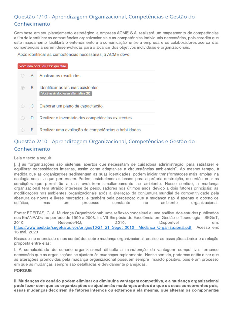 APOL - APRENDIZAGEM ORGANIZACIONAL, COMPETENCIAS e GESTÃO DO CONHECIMENTO | PDF | Aprendizado ...