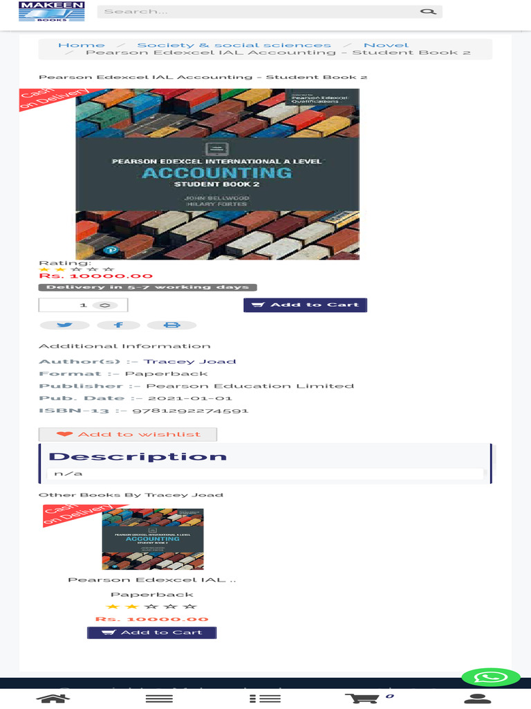 Education - Pearson Edexcel IAL Accounting - Student Book 2 in Makeen Books Sri Lanka ...