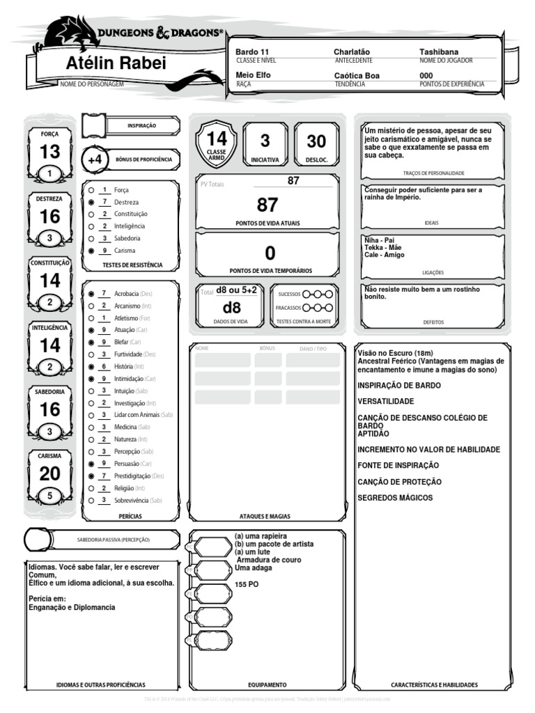 Atélin ficha de rpg | PDF | Família