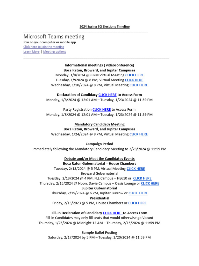 2024 Spring SG Elections Timeline (Copy) | PDF | Accountability | Democracy