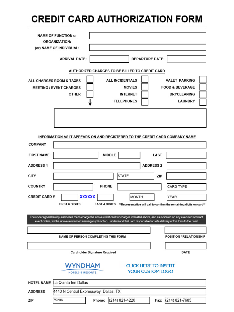 Credit Card Auth Form - 2023 | PDF