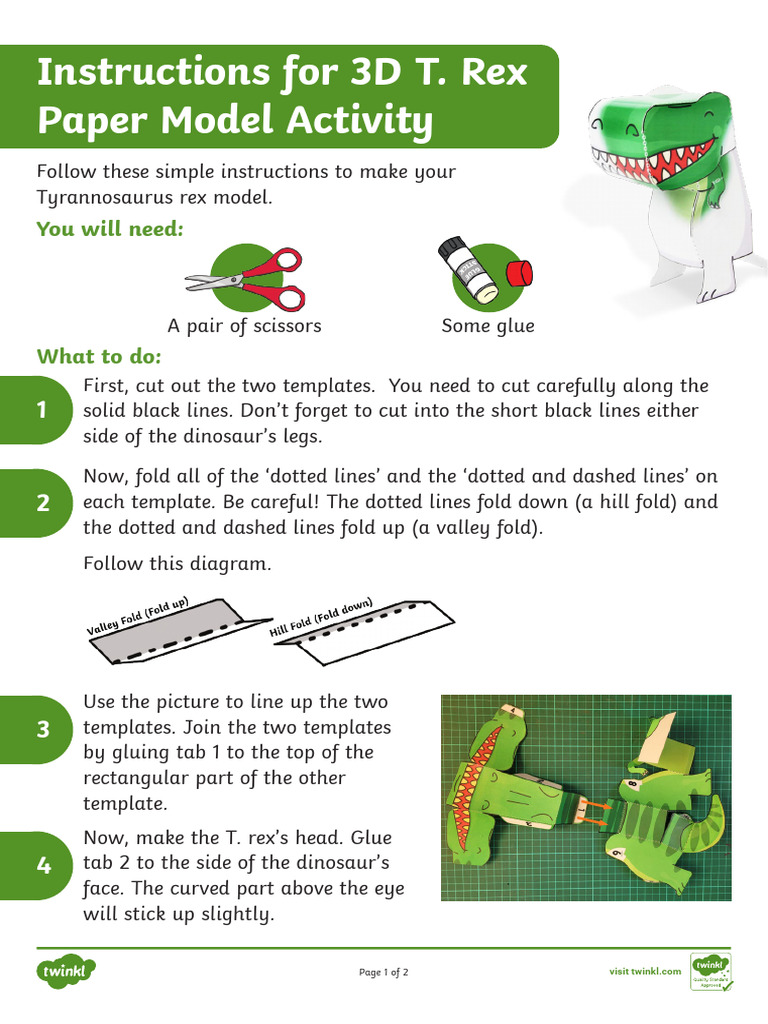 3D T-Rex Paper Model Activity | PDF