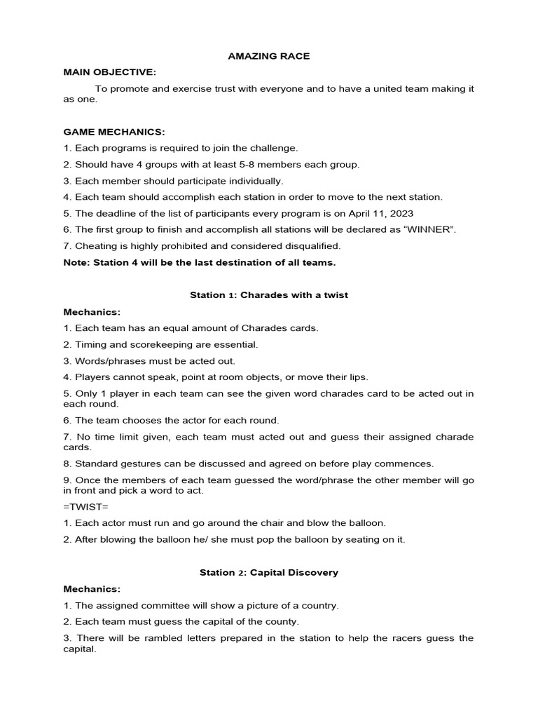 Amazing Race | PDF | Puzzles