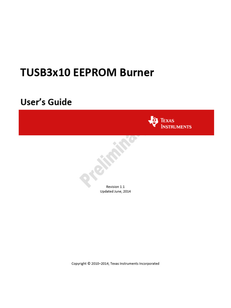 TUSB3x10 EEPROM Burner User's Guide | PDF | Installation (Computer Programs) | Usb